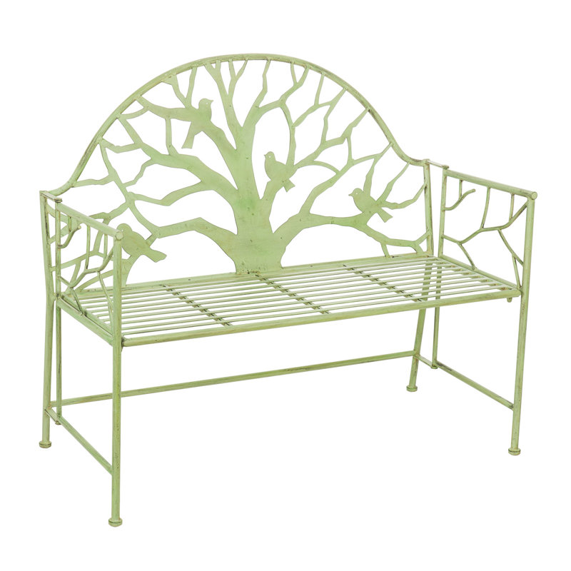 August Grove® Iron Mint Green Tree of Life Garden Bench & Reviews | Wayfair