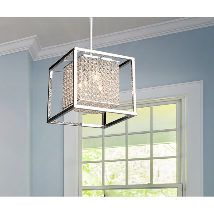 Everly Quinn Medinger 4 - Light 12-Inches Square Metal Pendant with ...