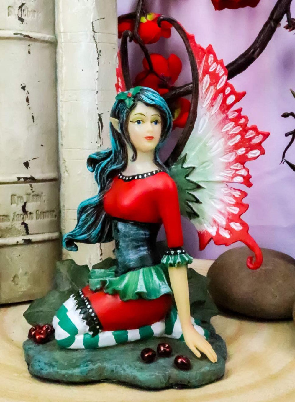 Trinx Ebros Amy Brown Christmas Red English Holly Elf Fairy Figurine As ...