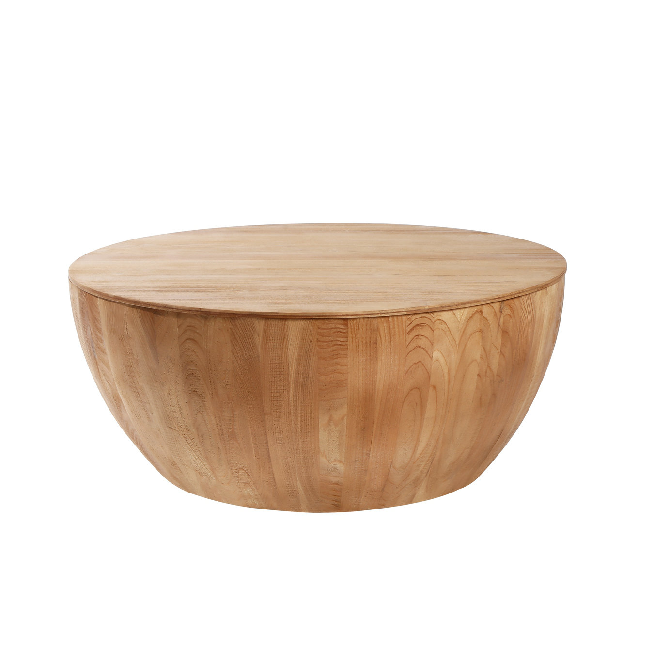 Loon Peak Iasiah Stump Coffee Table with Storage, Handmade Drum Coffee ...