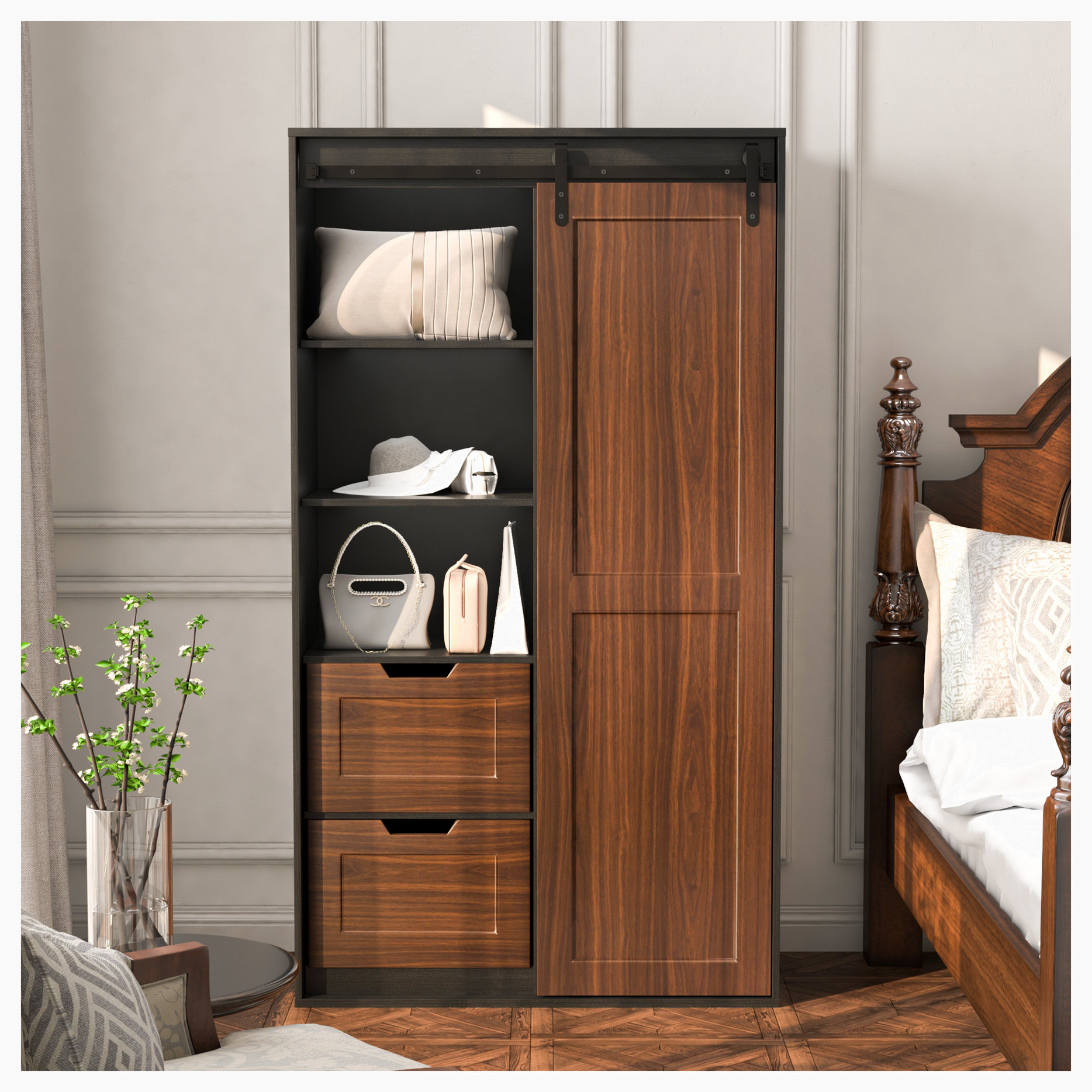 Latitude Run® 71-inch High wardrobe and cabinet , Clothes Locker ...