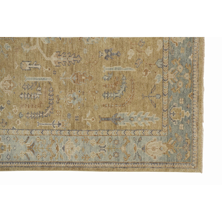 Brandonville Wool Gold/Light Blue Rug | Birch Lane