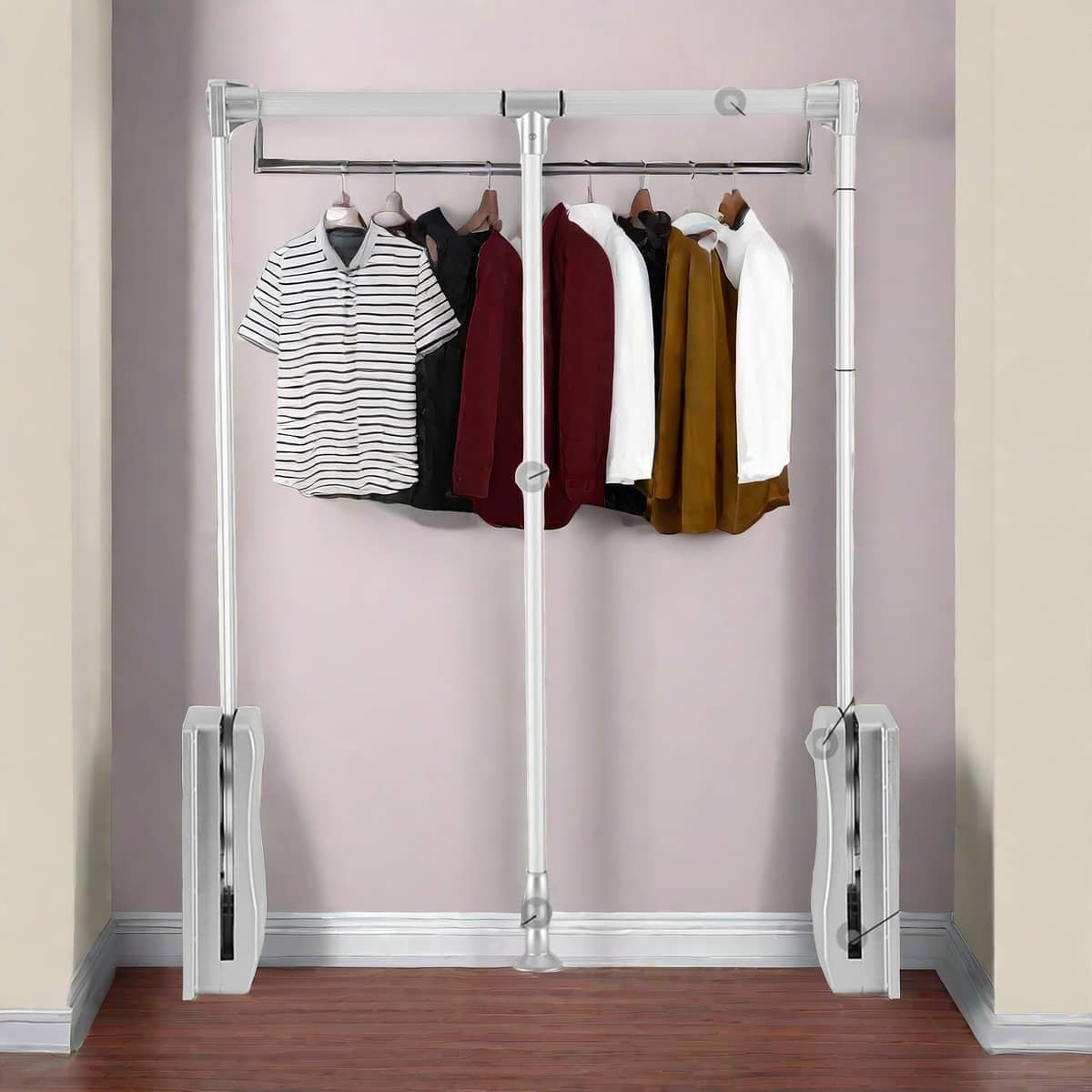 Rebrilliant Pull Down Closet Rod, Wardrobe Clothes Hanger Rail Closet ...