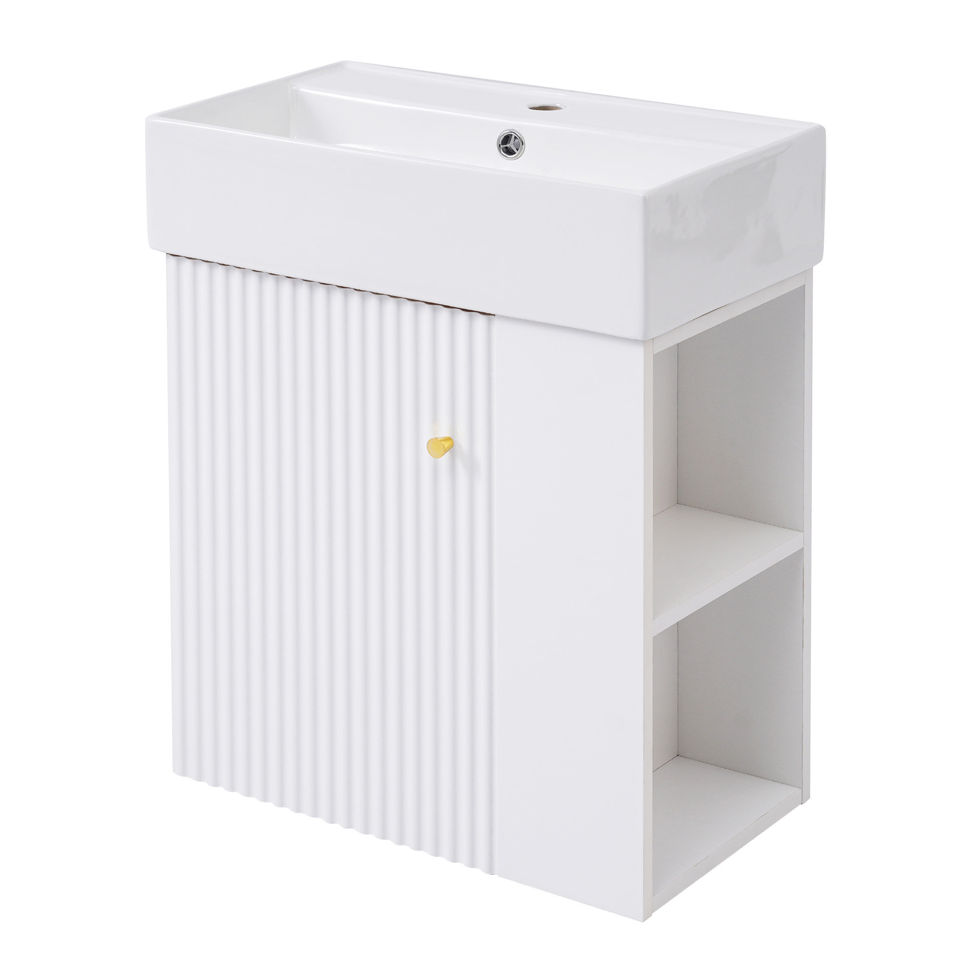 George Oliver Modern Bathroom Vanity With Ceramic Basin And Wave ...