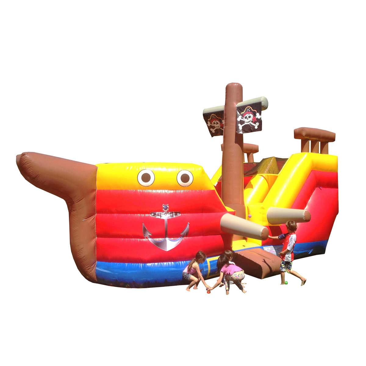 JumpOrange 15 FT Pirate Ship Inflatable Playset Water Slide Bounce ...