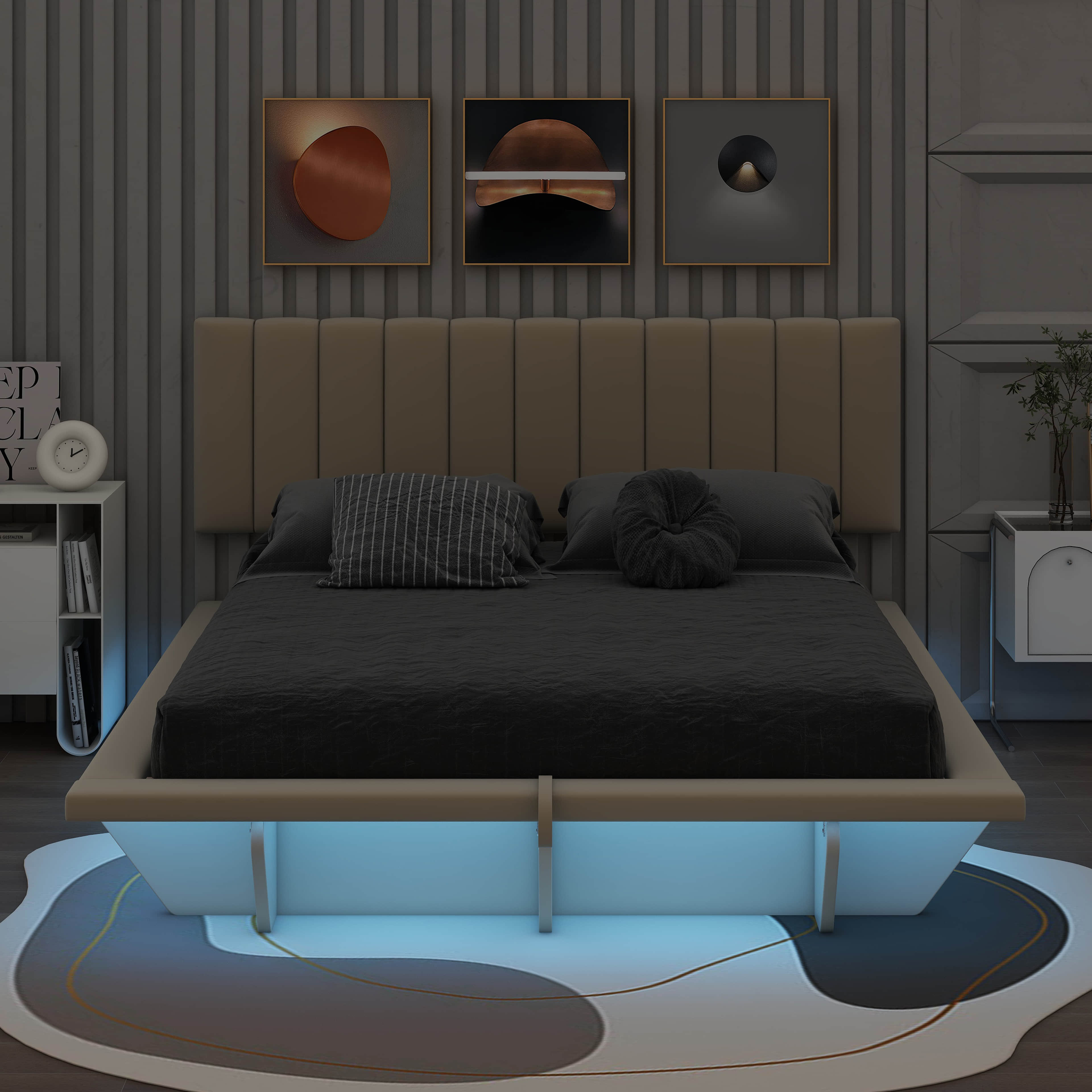 Latitude Run® Jevonte Queen Size Upholstered Floating Hydrualic ...