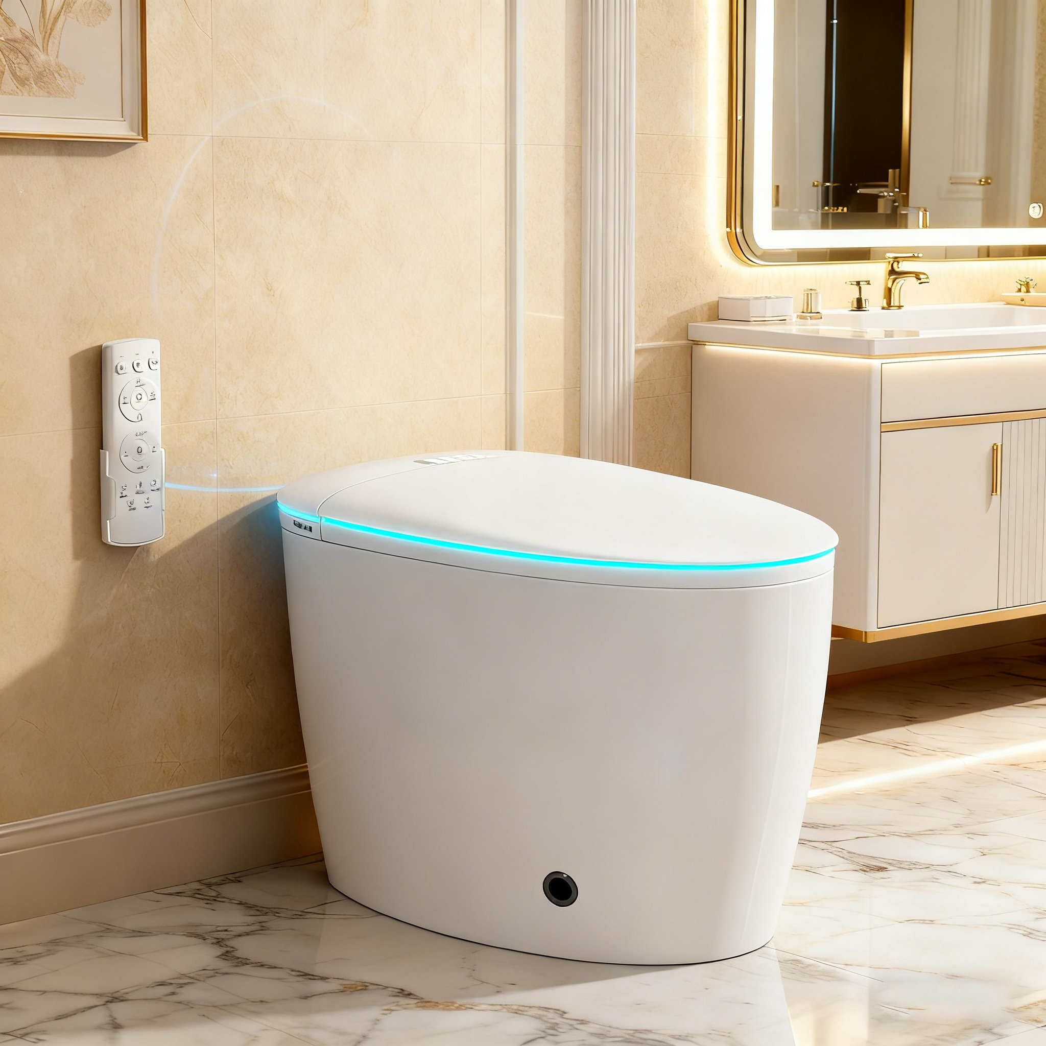 MUUEGM Smart Bidet Toilet With Hands-free Operation, Foam Shield Tech ...