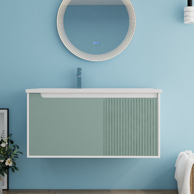 Ebern Designs Anjonette 39.6'' Single Bathroom Vanity with Ceramic Top ...