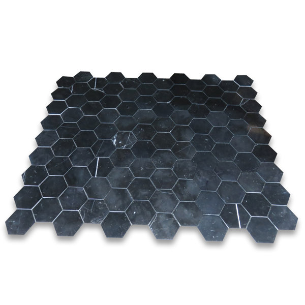 Marble Online Nero Marquina Black Marble 4 Inch Hexagon Mosaic Tile ...