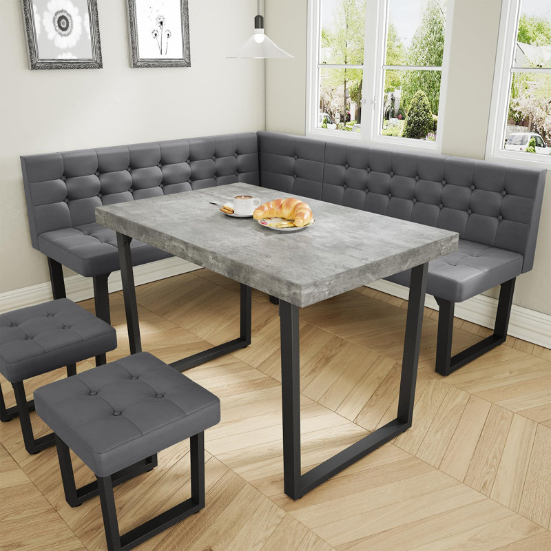Latitude Run® Simple And Stylish 5 Person Corner Breakfast Nook ...
