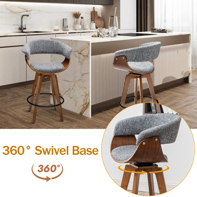 George Oliver Joeanne Swivel 26'' Linen Counter Stool & Reviews | Wayfair