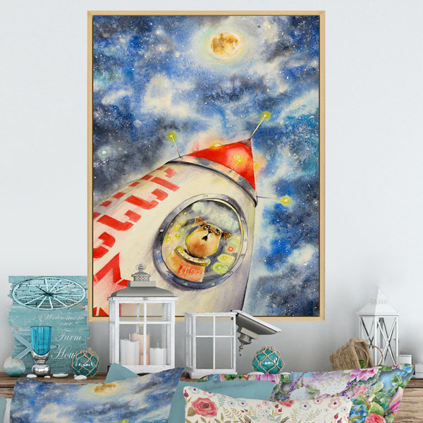 Zoomie Kids Cartoon First Dog Astronaut Spaceship " Cartoon First Dog ...