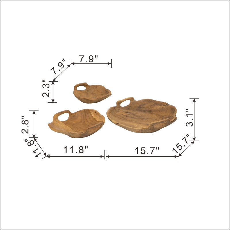 Millwood Pines Arneda Solid Wood Decorative Bowl - Set of 3 | Wayfair