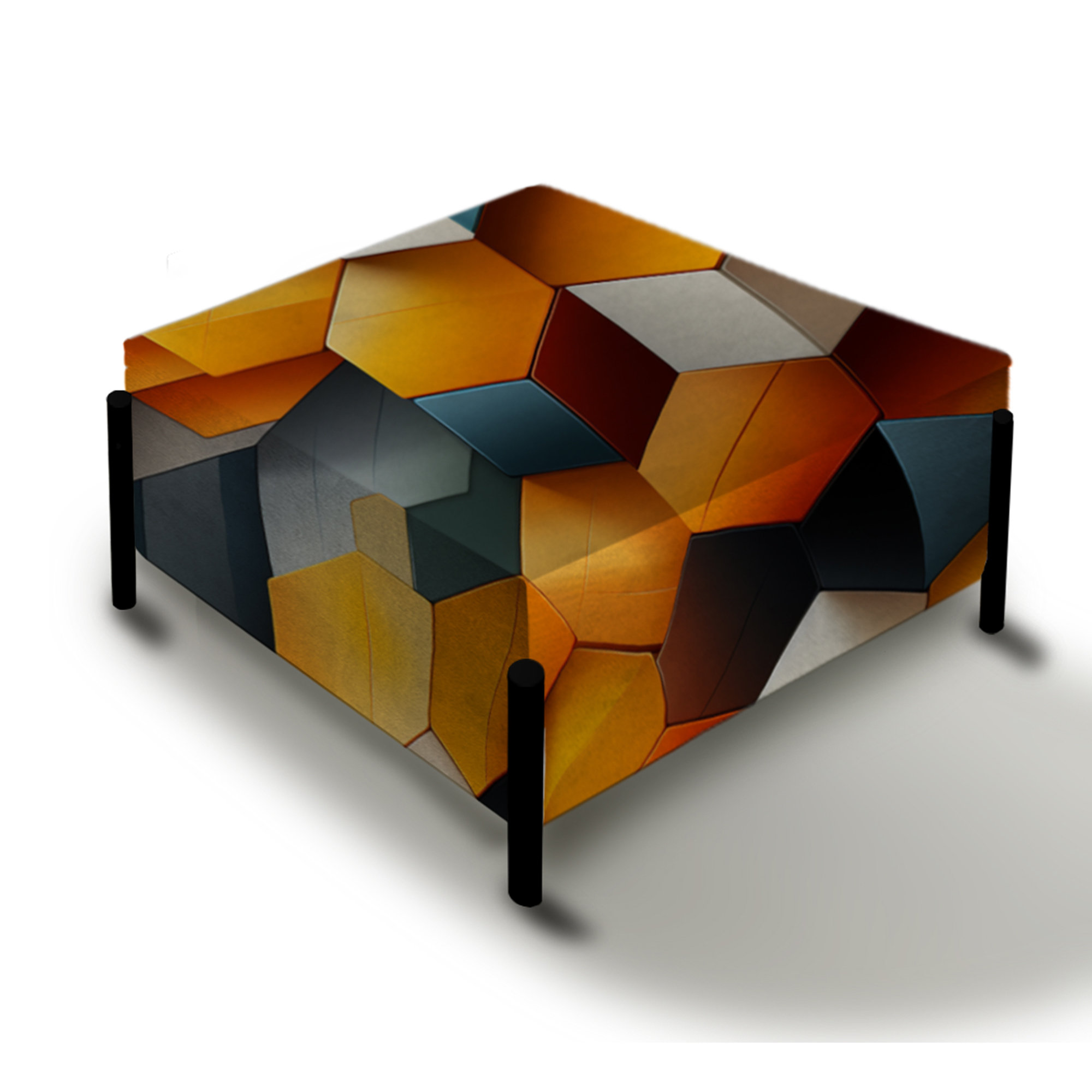 Design Art Chromatic Tiles - Geometric Large Square Ottoman | Wayfair