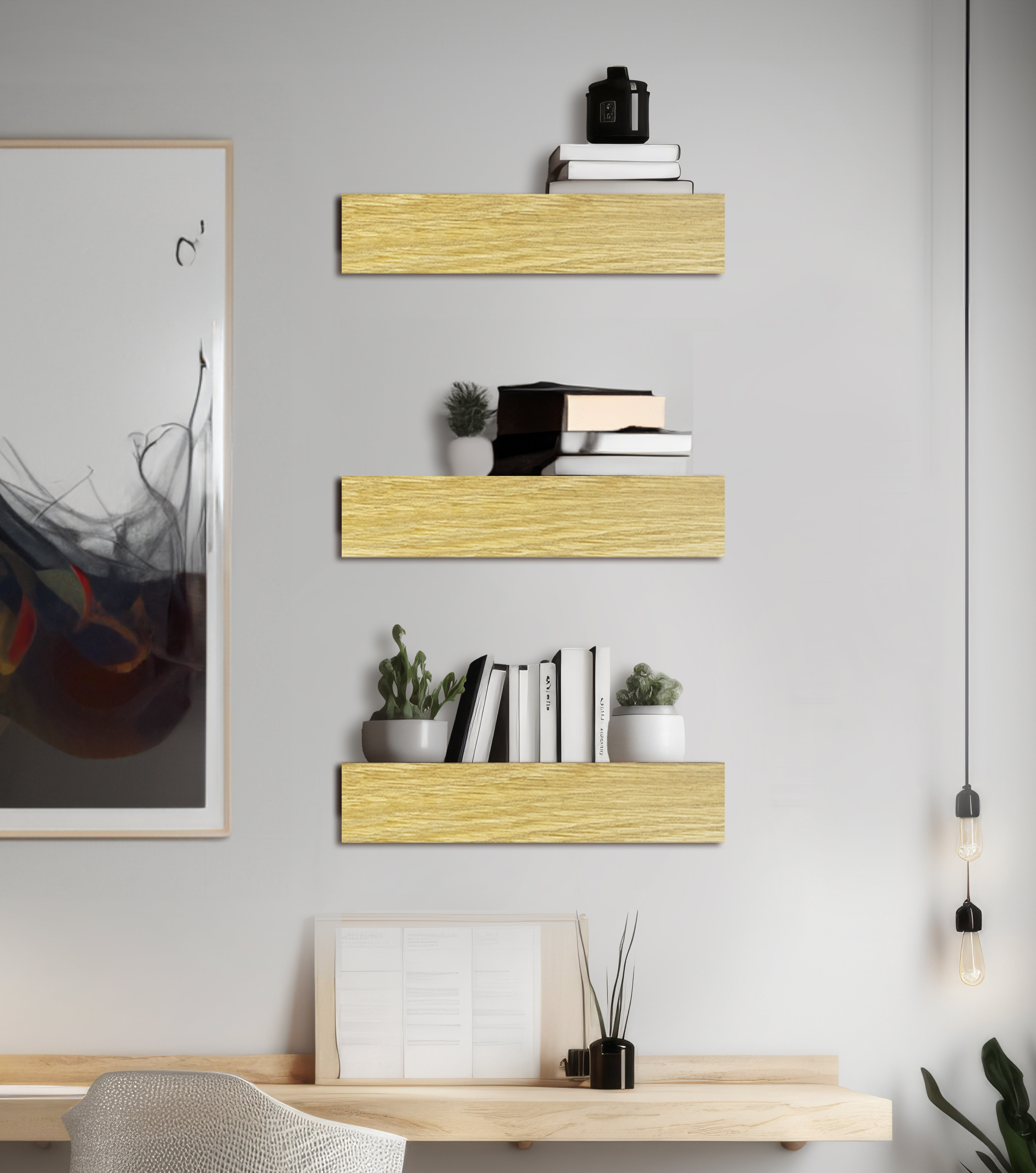 Rayne Mirrors Emerald Lee 3 Piece Oak Floating Shelf | Wayfair