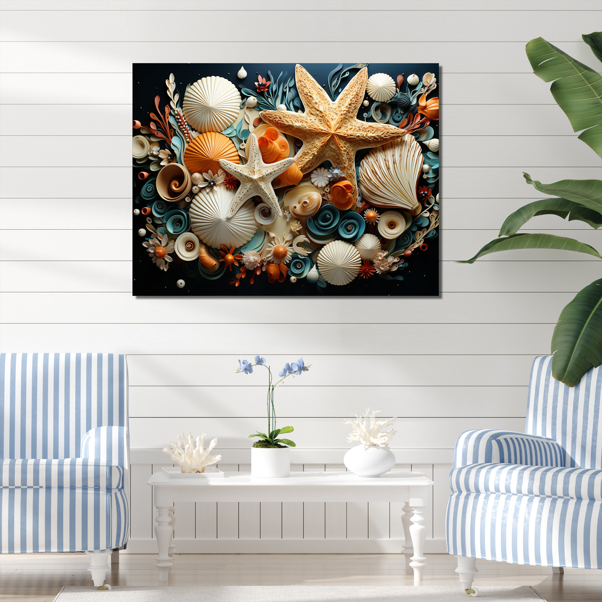 Design Art Modern Beach Shellfish Collage - Ocean Wall Art | Wayfair