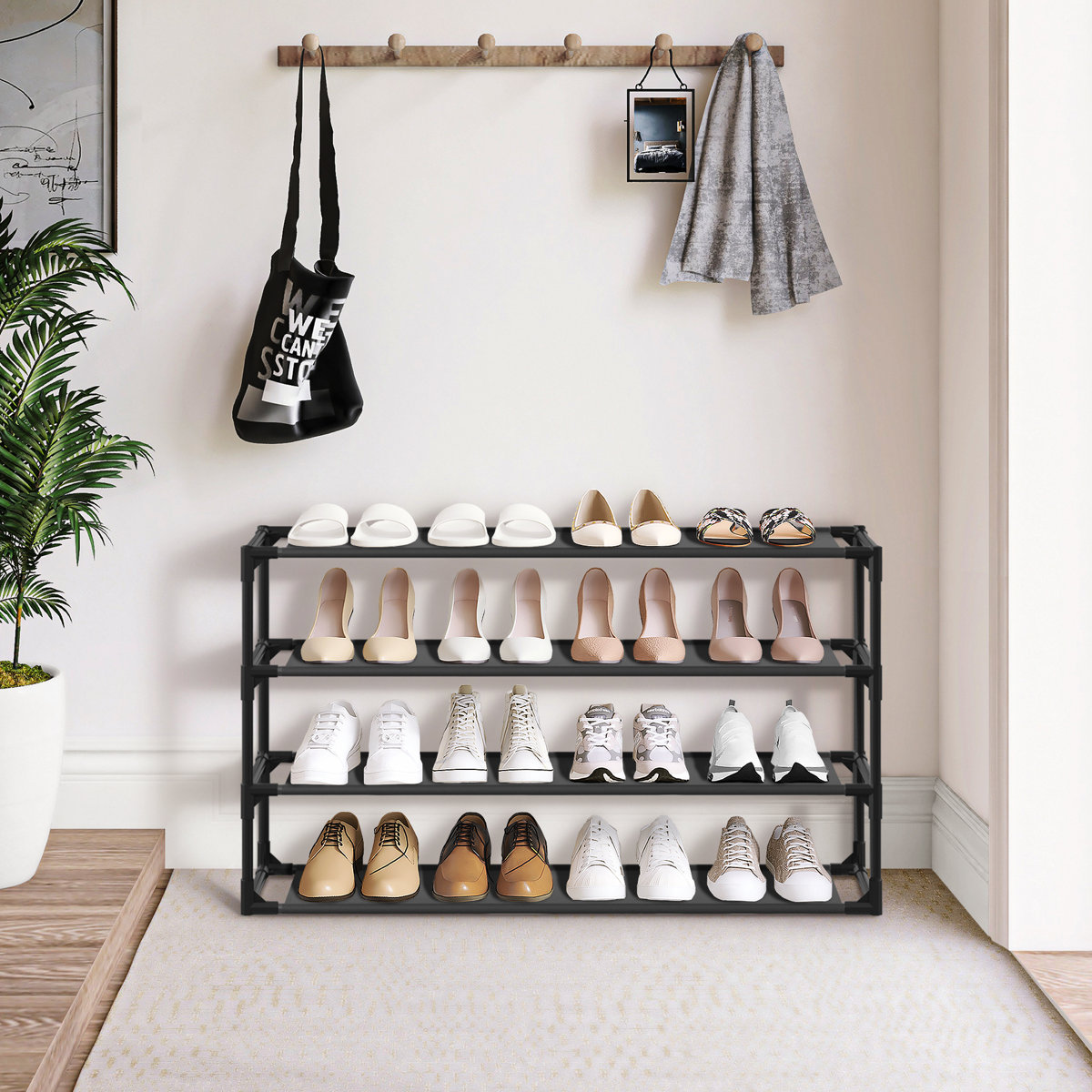 Rebrilliant 4-tier Stackable Shoe Rack (set Of 2) | Wayfair