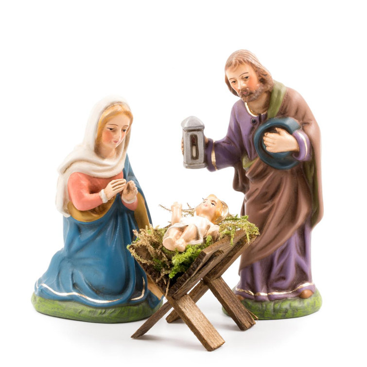 The Seasonal Aisle 4 Piece Holy Family with Crib Figurine Set | Wayfair ...