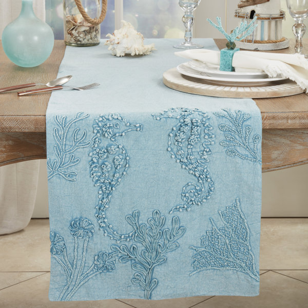 Saro Halyard Runner Floral Cotton Table Runner | Wayfair