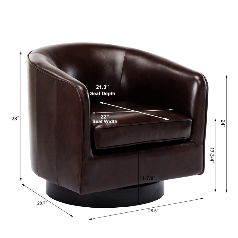 Wildon Home® Tanner Brown Top Grain Leather Swivel Chair | Wayfair