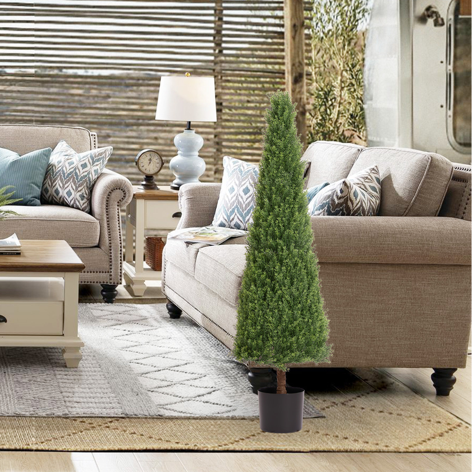 Primrue Artificial Boxwood Topiary Trees - 2pc Set Indoor Outdoor ...