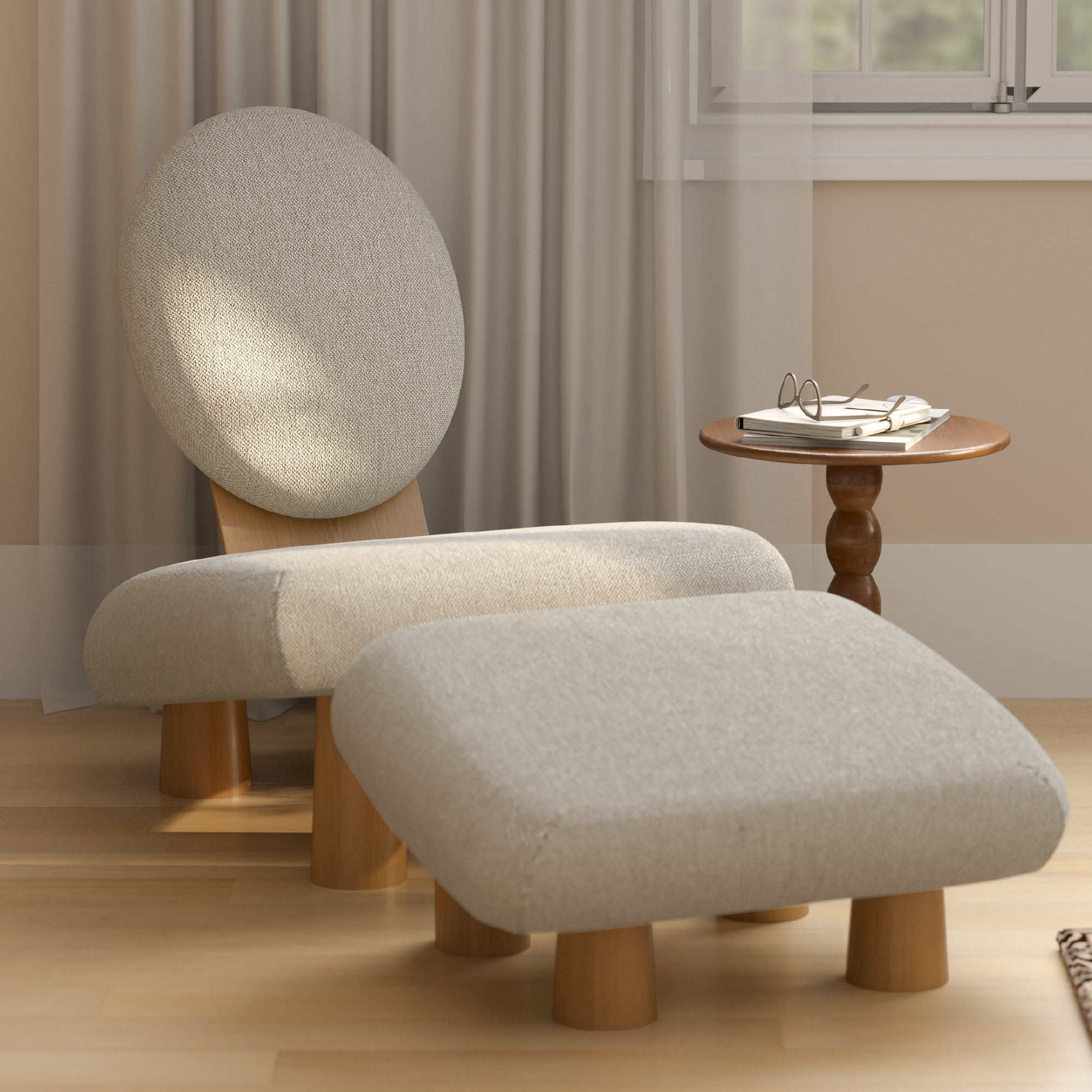 Orren Ellis Orla Upholstered Chair and Ottoman Oat - Wayfair Canada