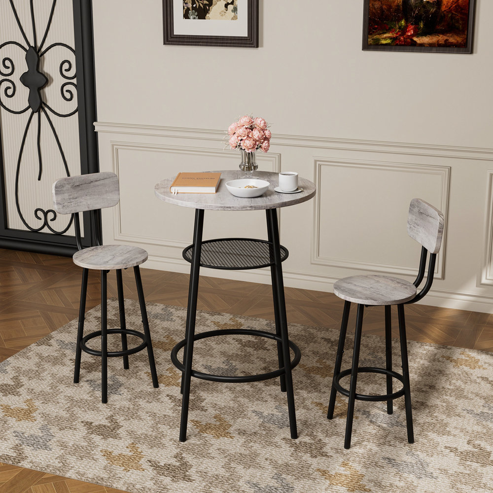Ebern Designs 3 Pieces Round Bar Table Set, with backrest and partition ...