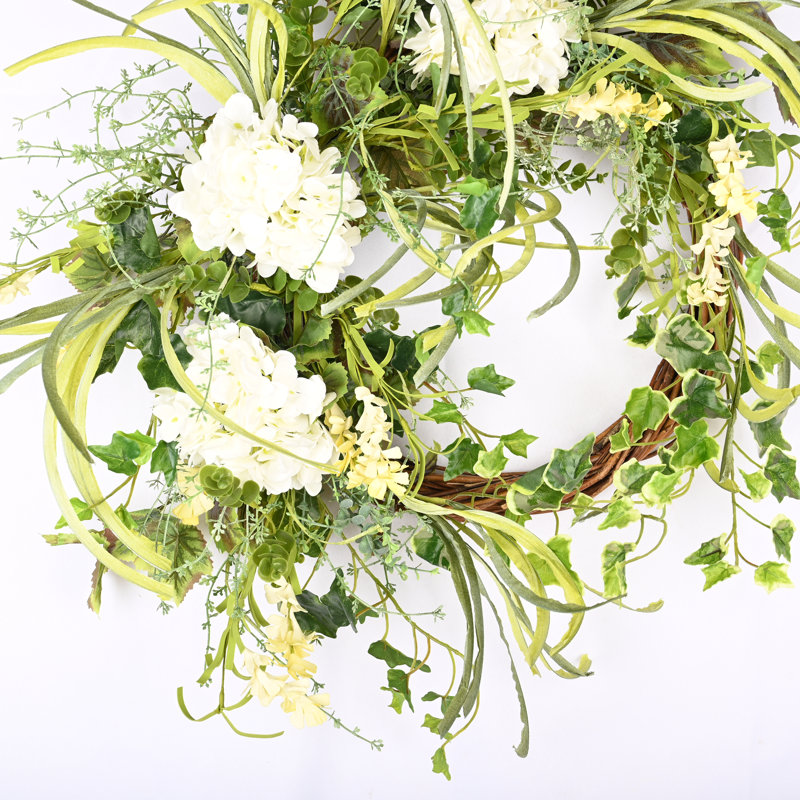 Primrue Handcrafted Faux Spring Summer 26'' Floral Wreath for Front ...