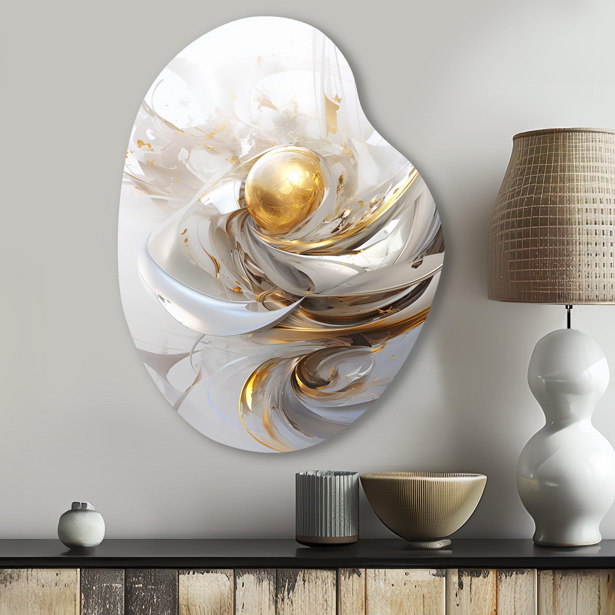 Design Art Fractal Gold Sphere On White I - Fractals Pear Shape ...