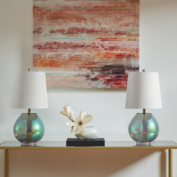 Highland Dunes Cordell Iridescent Glass Table Lamp & Reviews | Wayfair