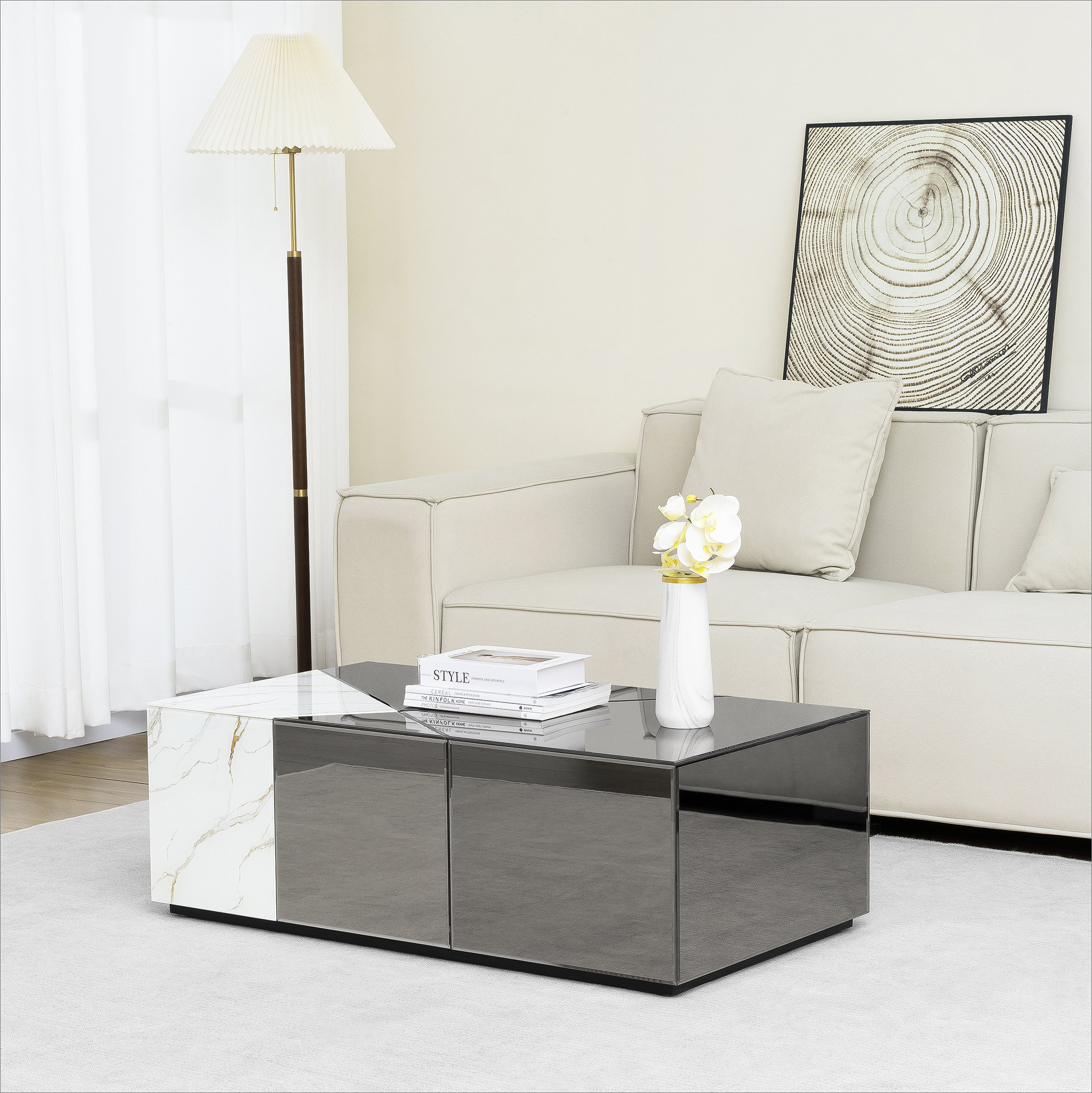 Latitude Run® 39.37''W Mirrored Modern Block Coffee Table | Wayfair