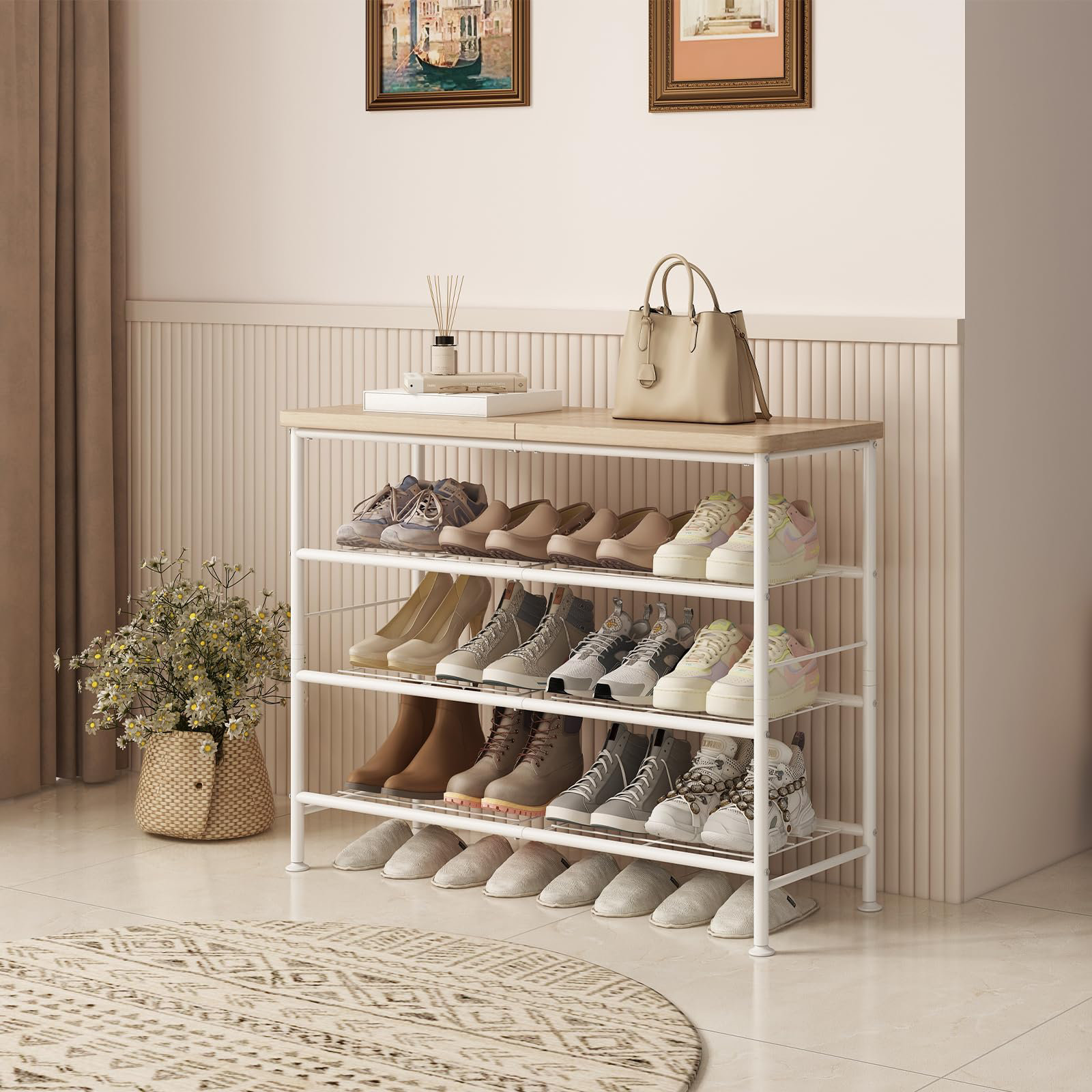 Rebrilliant Shoe Rack Organizer 4 Tier for Closet Entryway Free ...