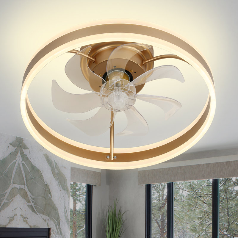 Wrought Studio™ 20" Ikeoluwa Modern Flush Mount Ceiling Fan with ...