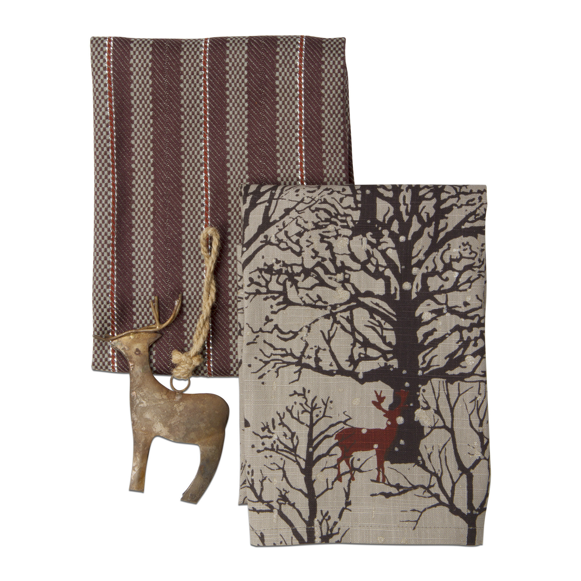 Millwood Pines Evergreen Deer Dt & Ornamt Set | Wayfair