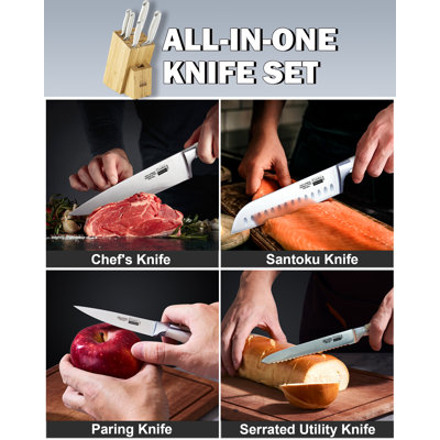 Cooks Standard High Carbon Stainless Steel Kitchen Knife Set with Block ...