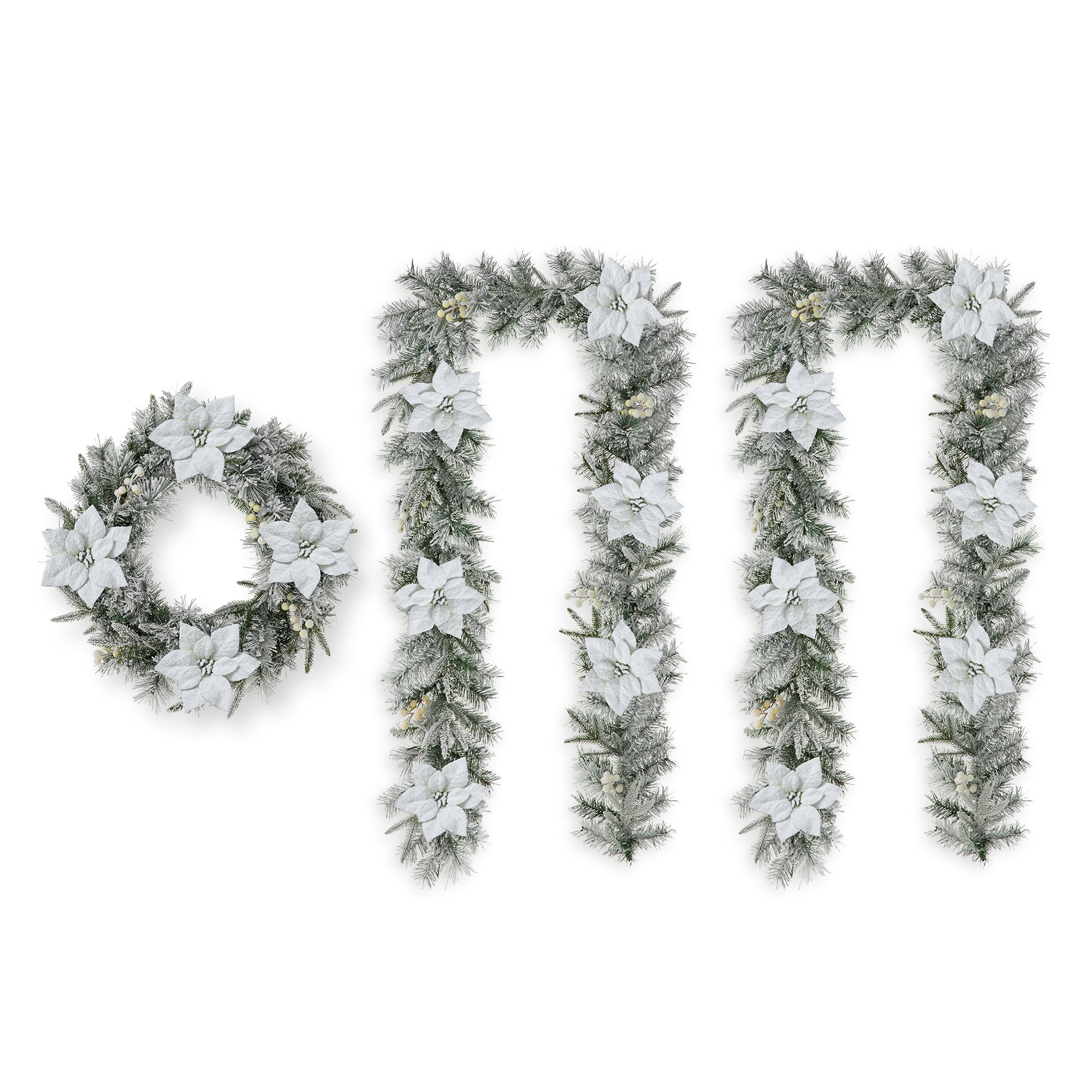 The Holiday Aisle® 3-Piece Pre-Lit Flocked Greenery Christmas Wreath ...