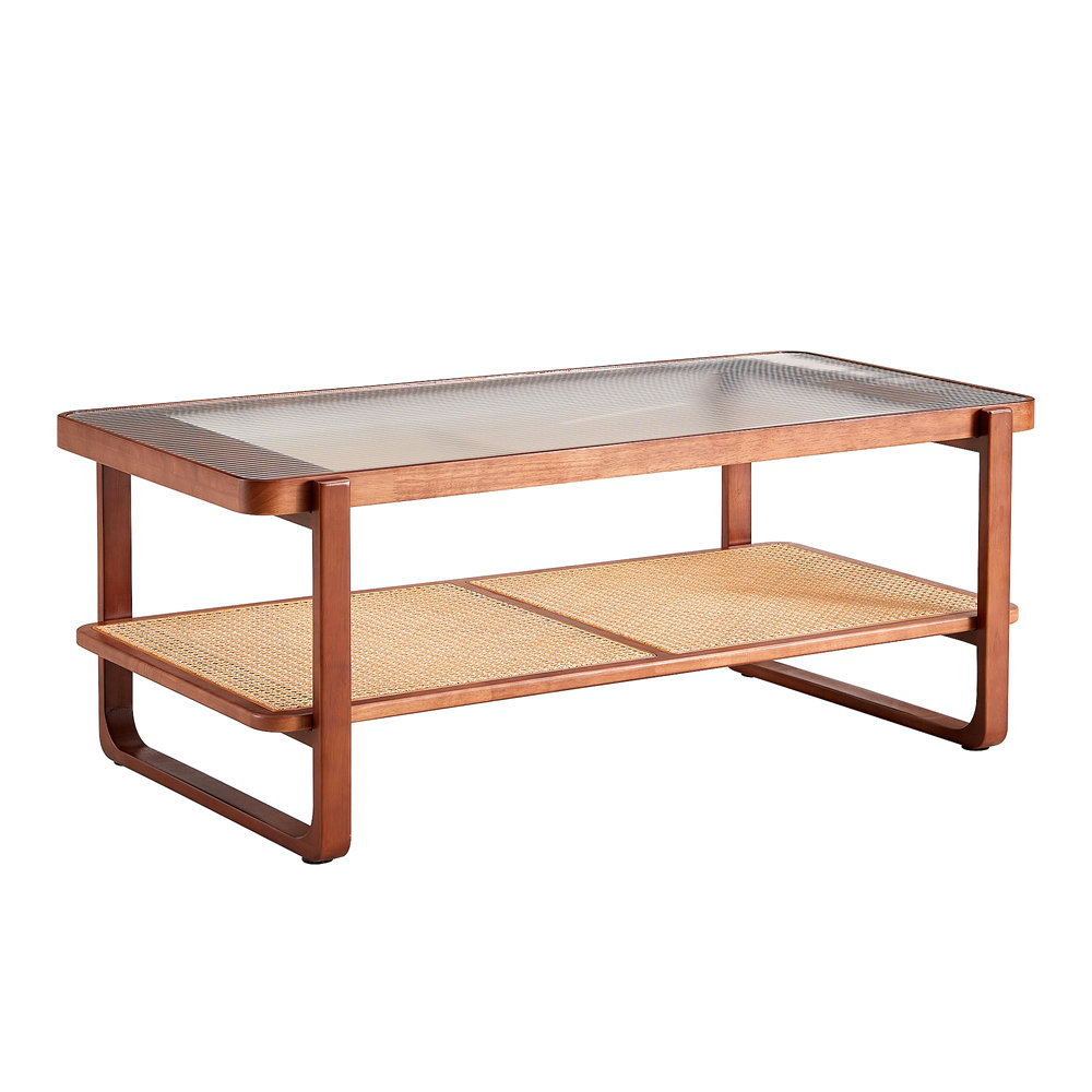 Bay Isle Home™ Modern Simple Rectangle Double-Layer Solid Wood Glass ...