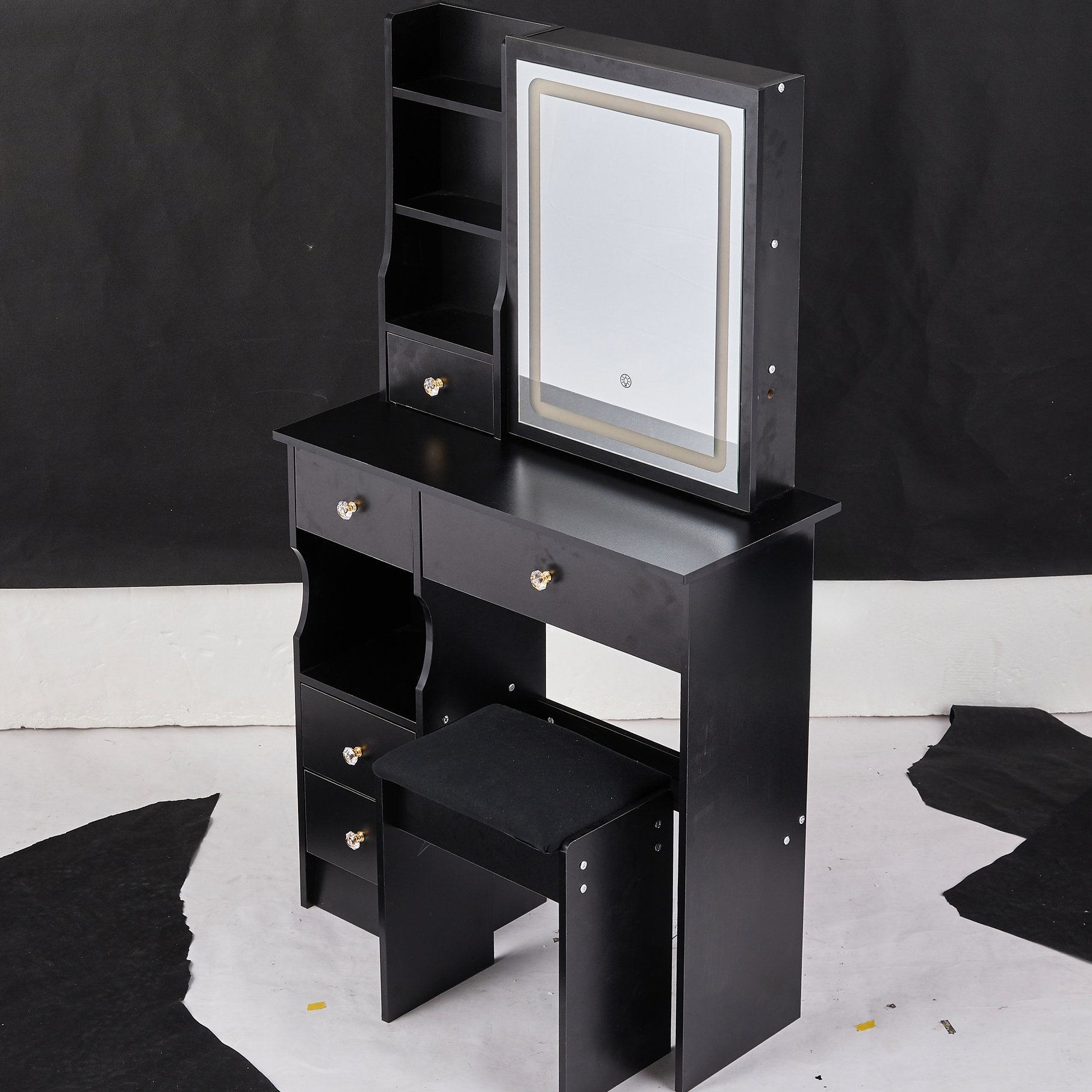 Latitude Run® Ashlock Small - Sized Left Drawer Vanity Table, Cushioned ...