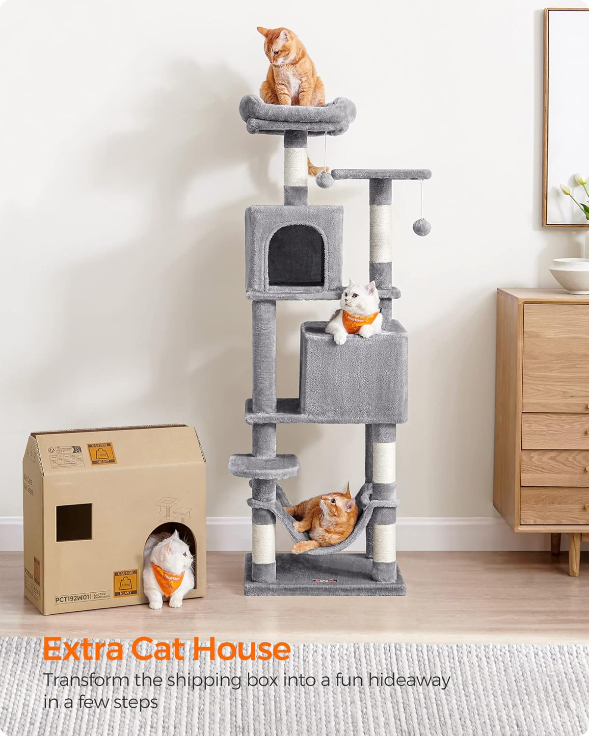 Archie & Oscar™ Cat Tree, 61-Inch Cat Tower for Indoor Cats, Plush ...