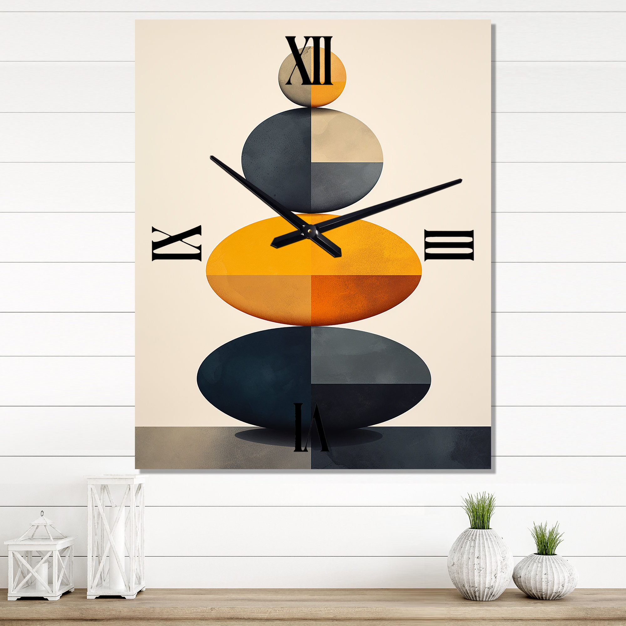 Latitude Run® Visual Tranquility Rock Balancing I - Spiritual Stone Wall Clock | Wayfair