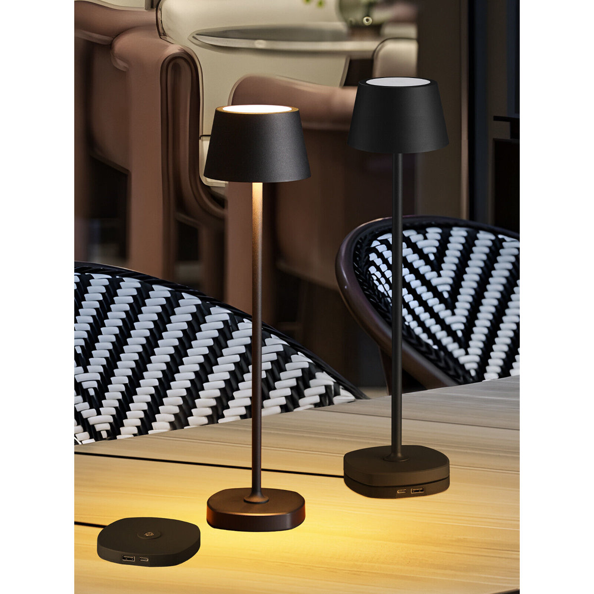 Ebern Designs LED Rechargeable Table Lamps with Charging Dock, IP54 ...