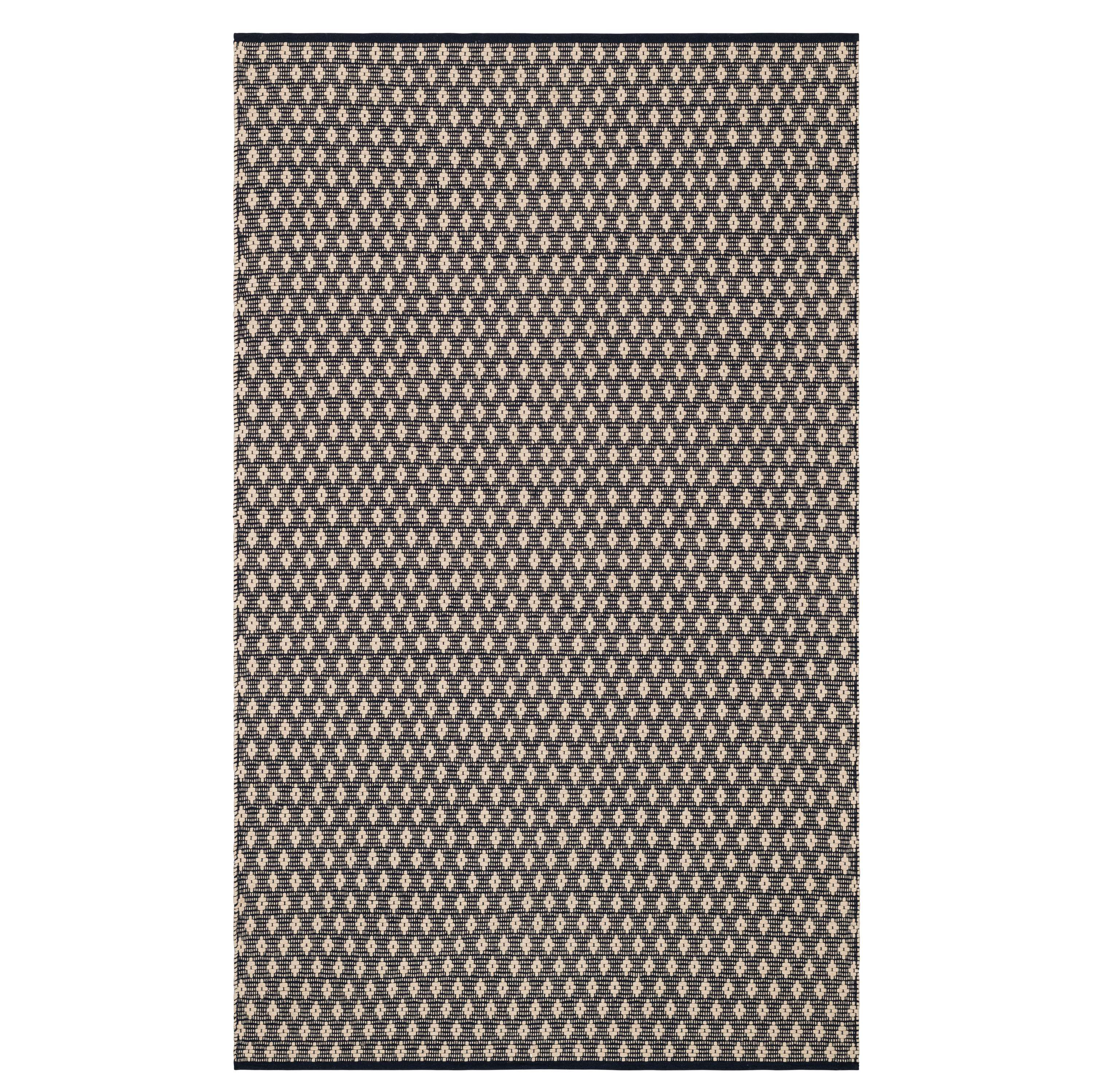 Home Conservatory Dainty Diamond Navy/Ivory Handwoven Cotton Rug ...