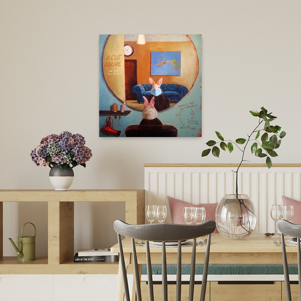 Ivy Bronx Pandemic Haircut Contemporary Rabbit Urban Forest Art | Wayfair