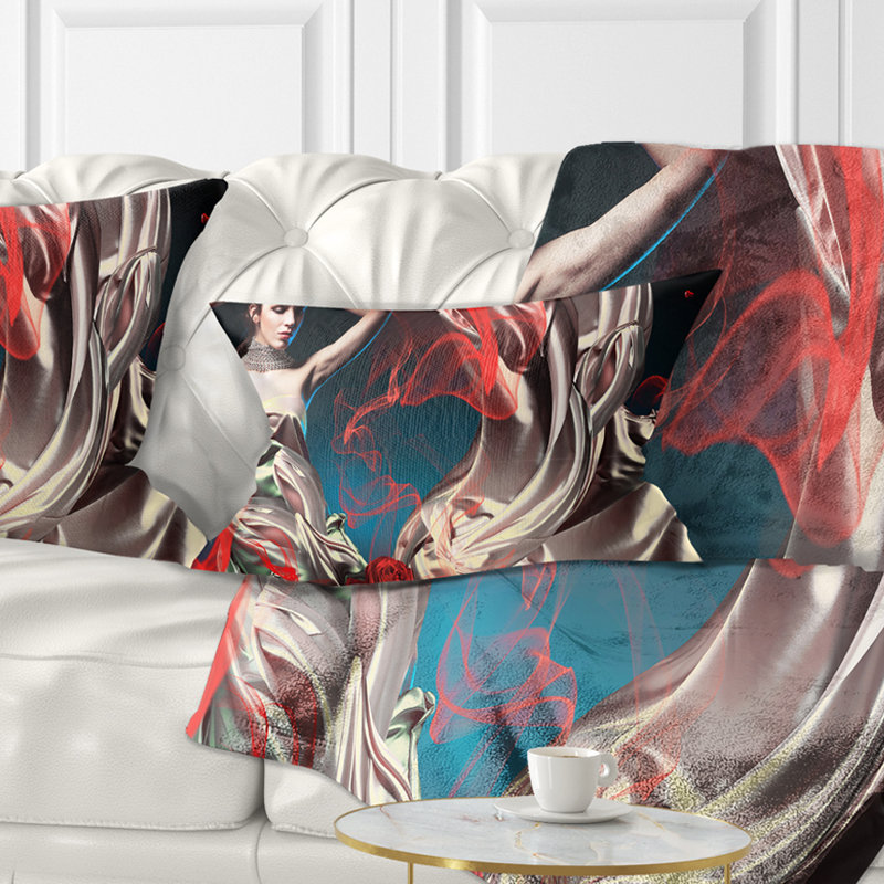Design Art Woman in Long Fairy Dress - Abstract Printed Pillow | Wayfair