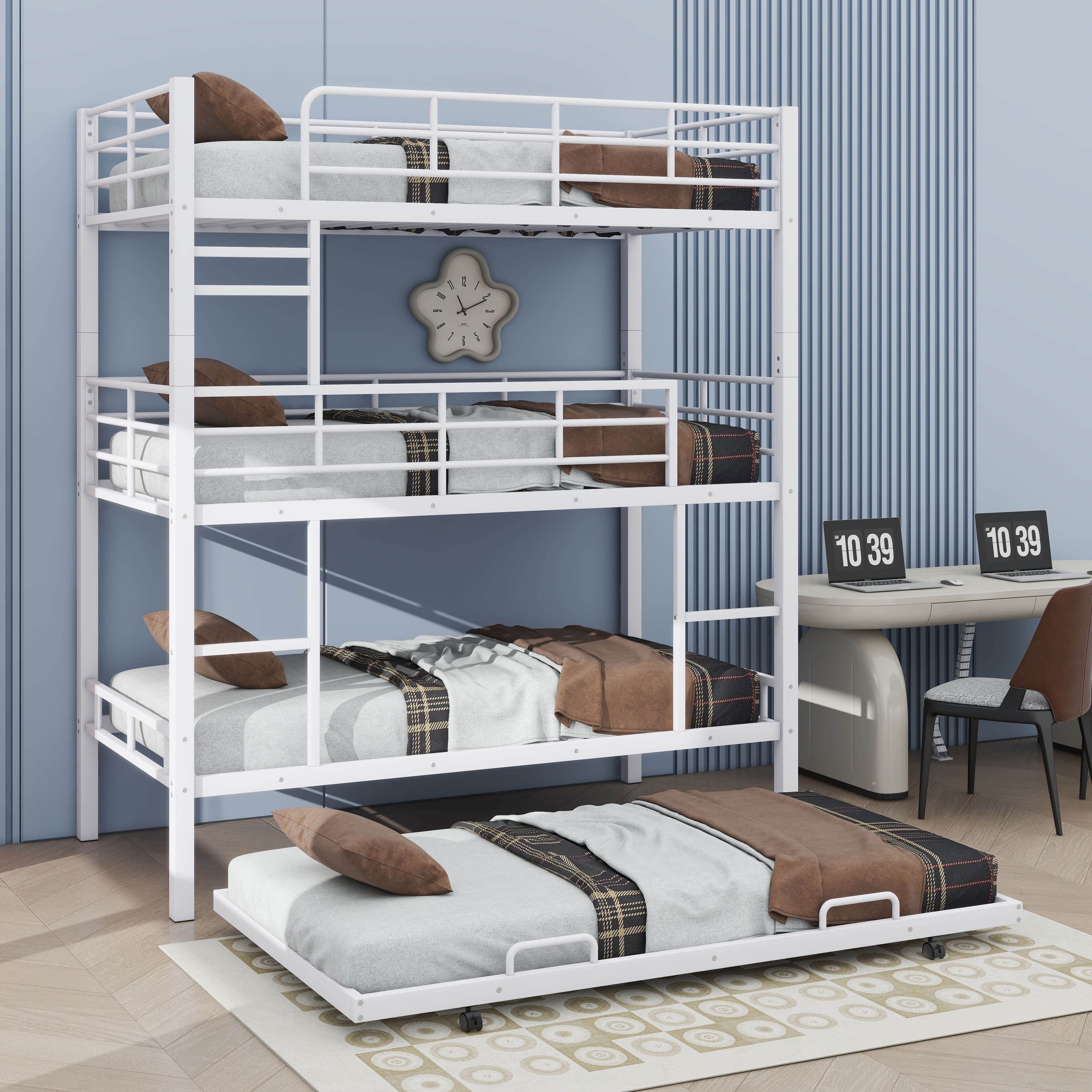 Isabelle & Max™ Metal Twin-Sized Triple Bunk Bed With An Underbed Pull ...