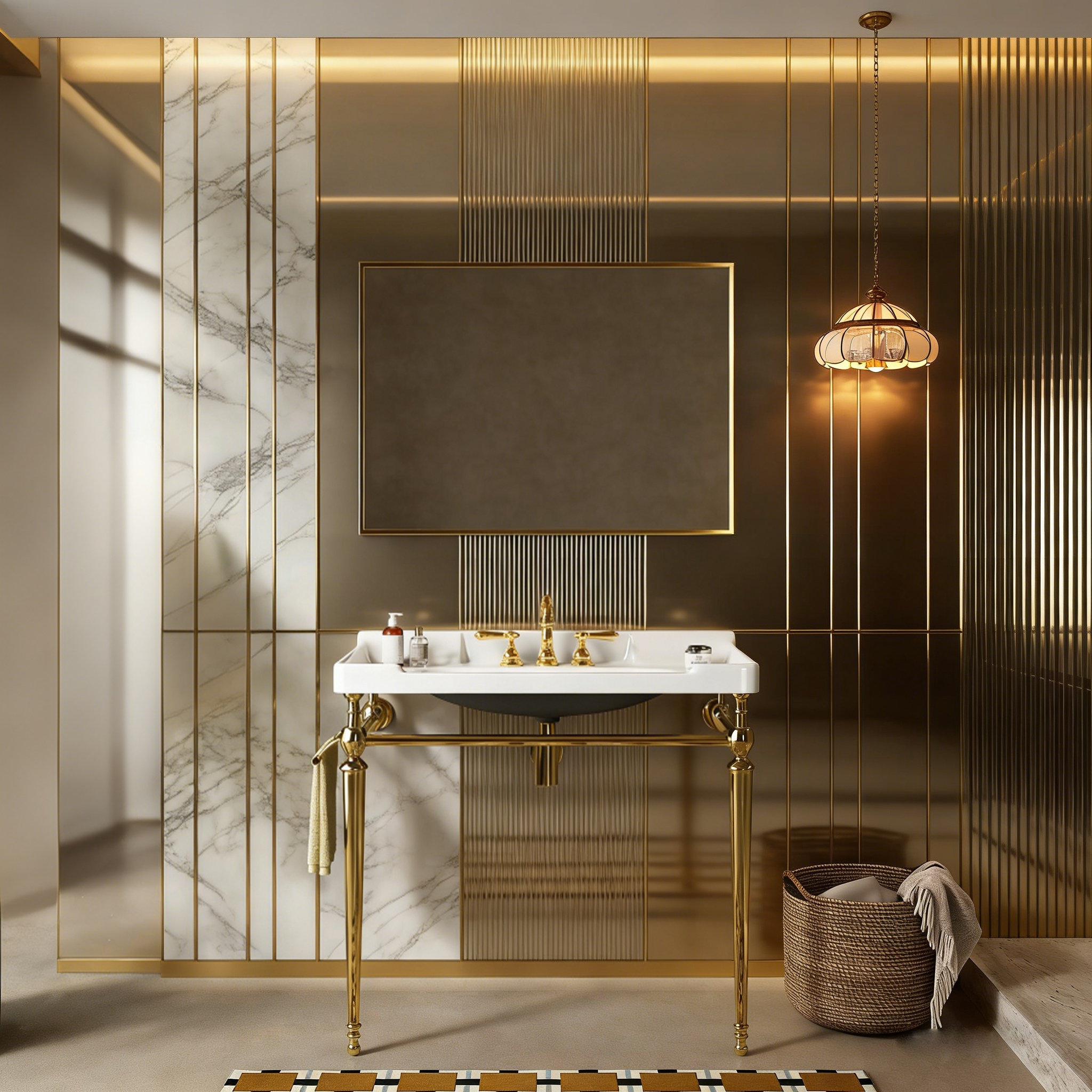 House of Hampton® 36-Inch Bathroom Console Sink, Wall-Mounted Ceramic ...