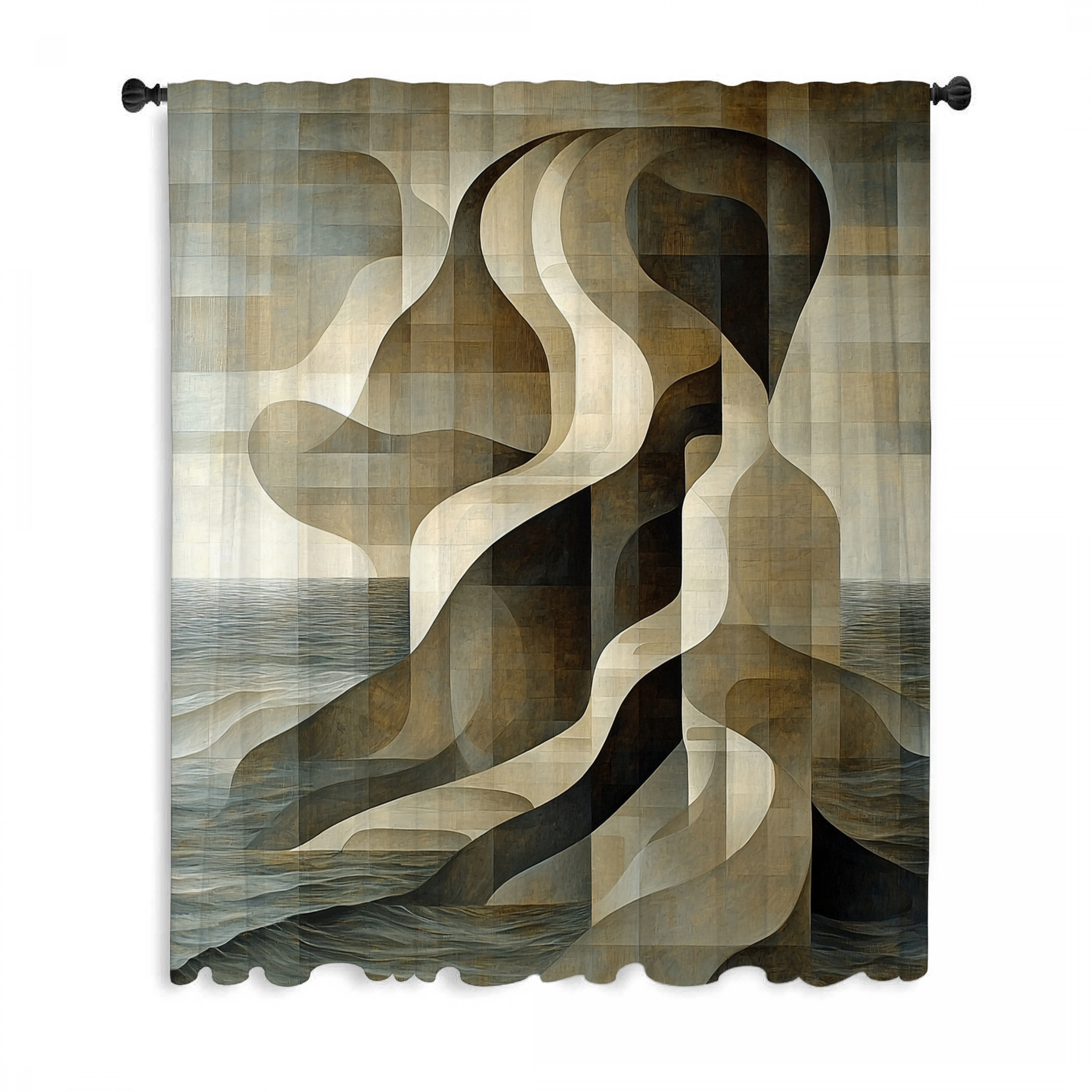 Dakota Fields Waves Window Curtains, Abstract Blockout & Sheer Curtains ...