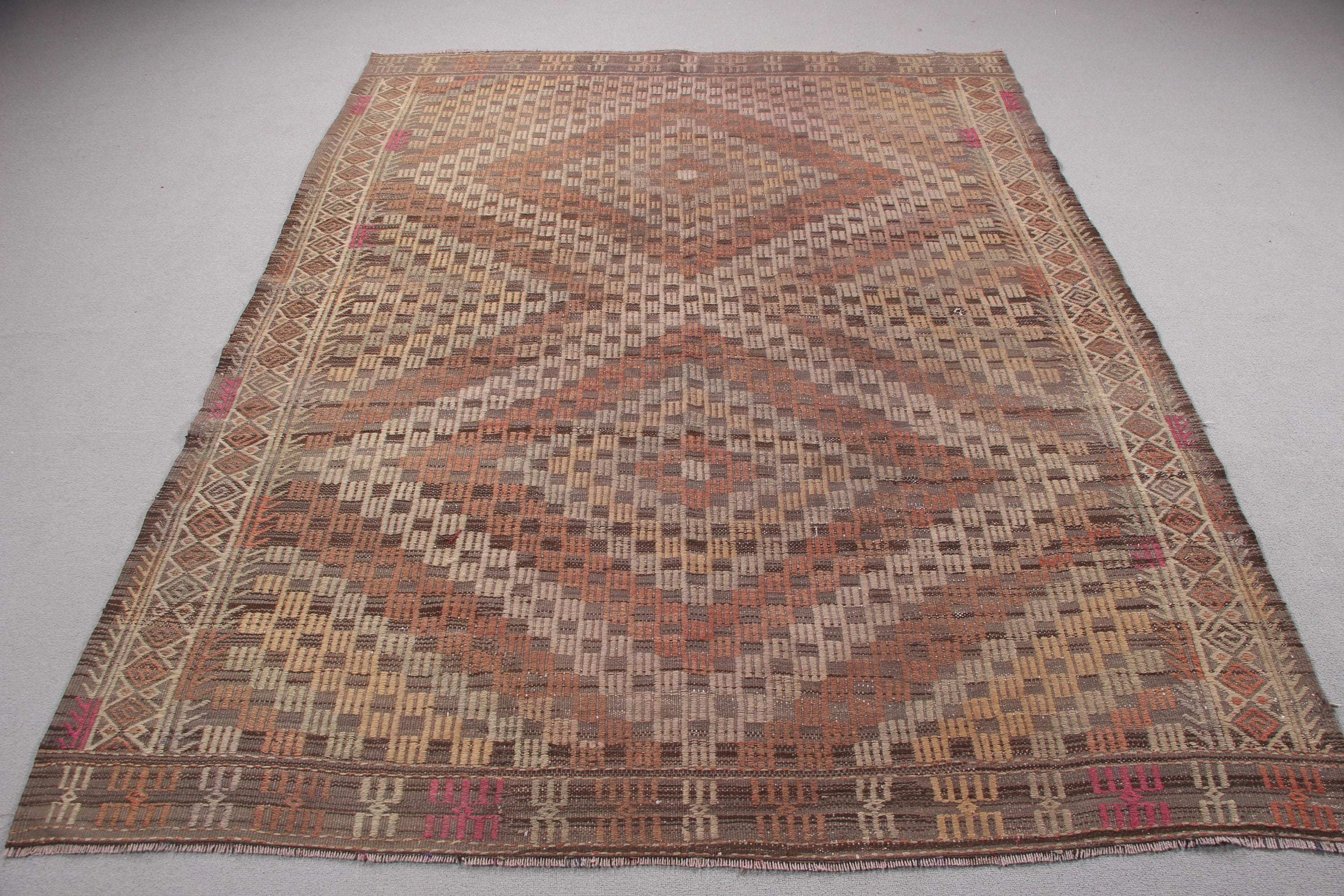 Foundry Select Large Vintage Turkish Kilim Wool Rug With Embroidered ...