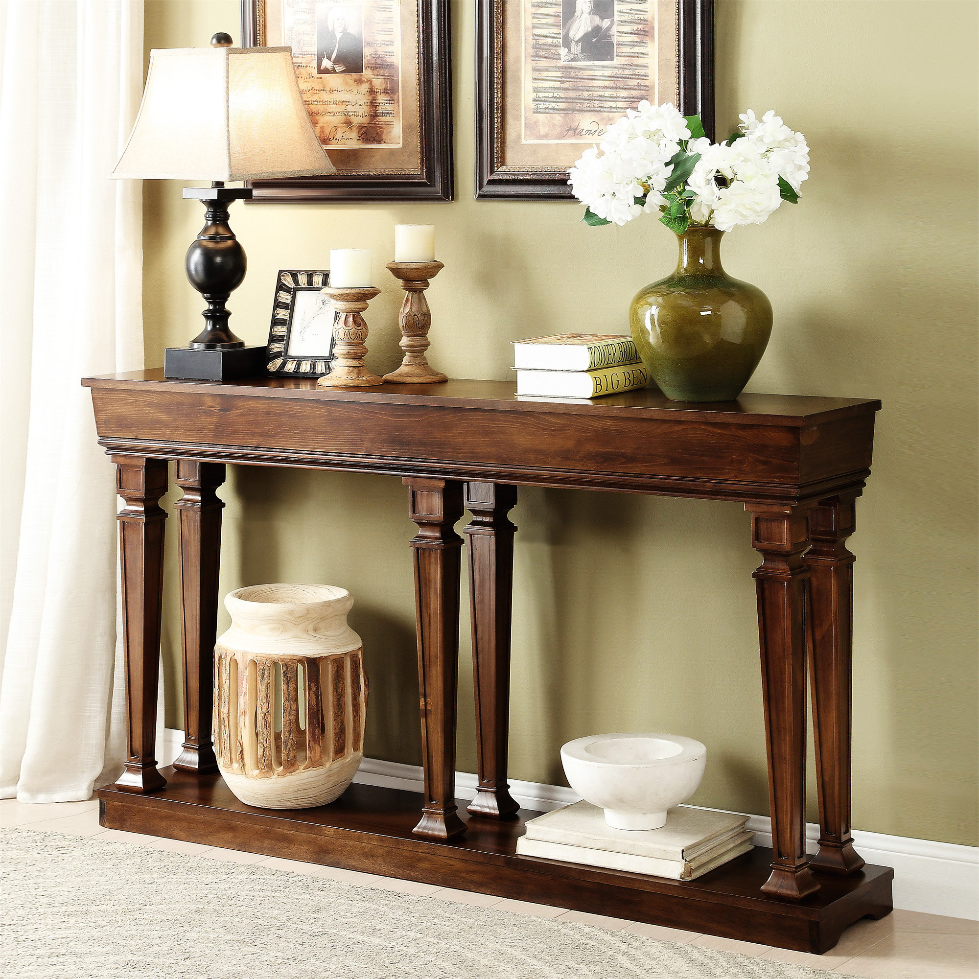 Latitude Run® Oak Console Table With Bottom Shelf - Wayfair Canada