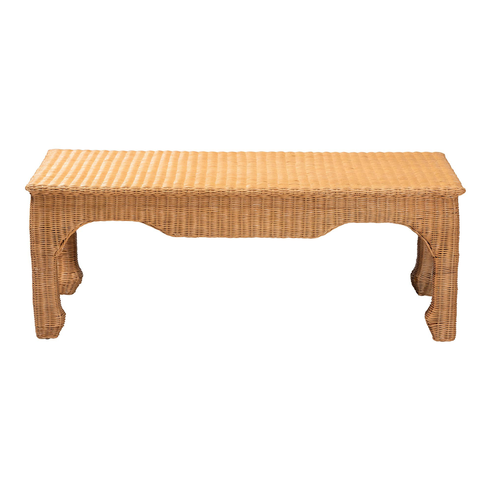 Dakota Fields Bali & Pari Abena Ming Style Rattan Coffee Table - Rectangular Boho Chic Accent ...